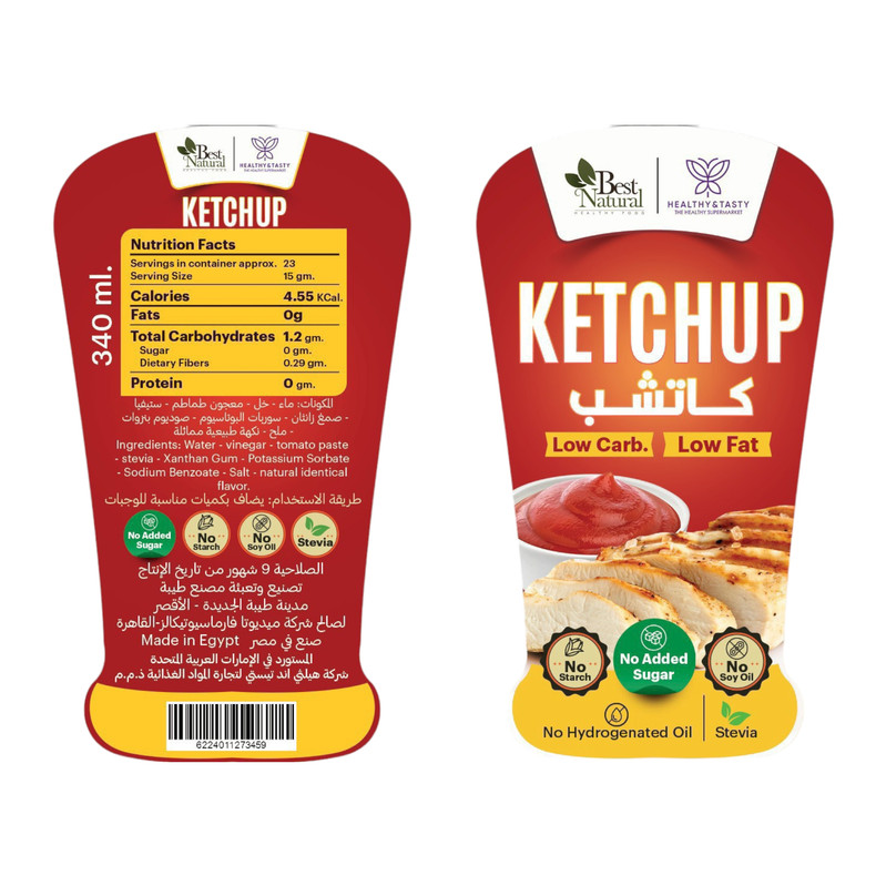 Healthy&Tasty Ketchup Low Carb, Low Fat Flavorful 340 ml, No Starch, N ...