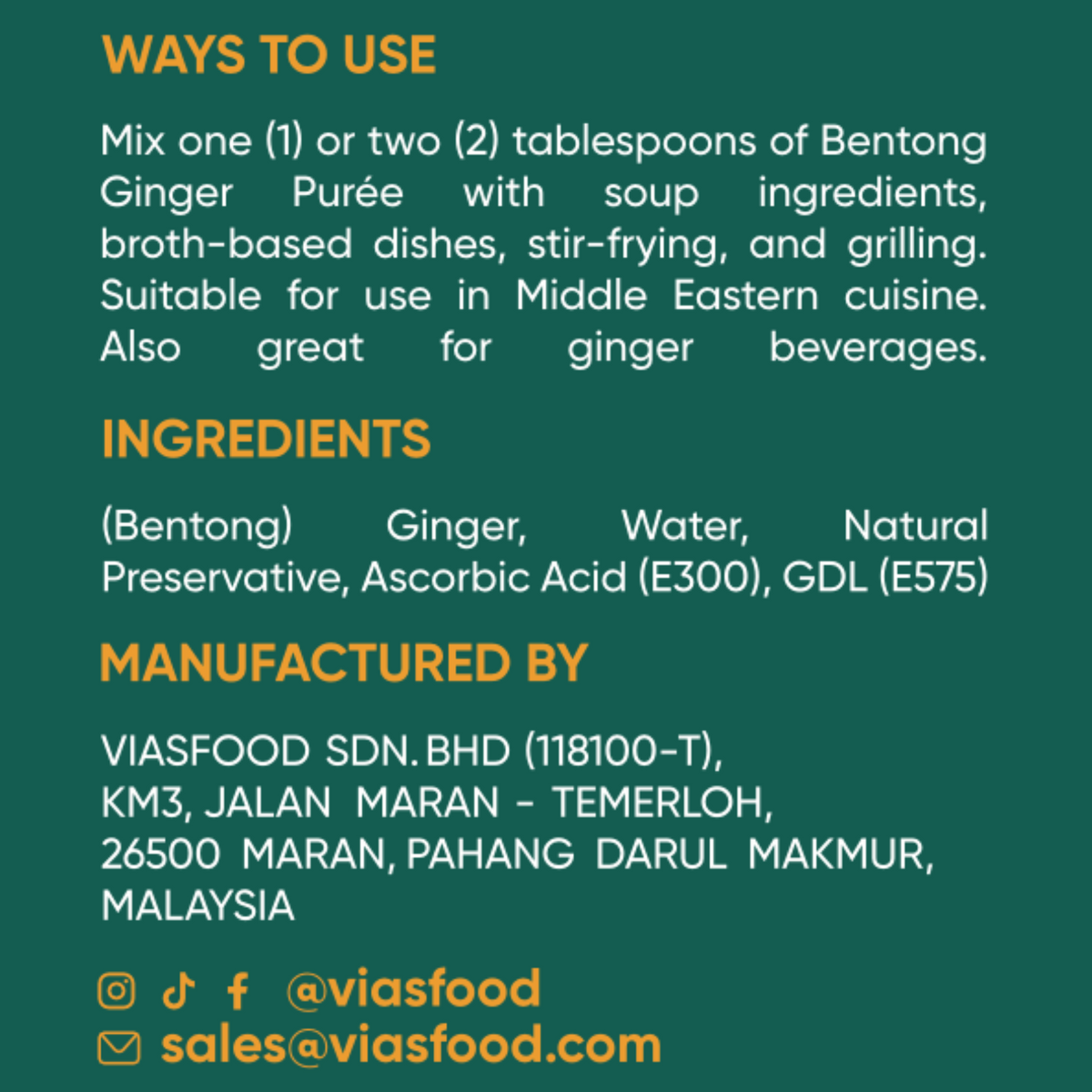 BENTONG GINGER PUREE – Arabian Organics