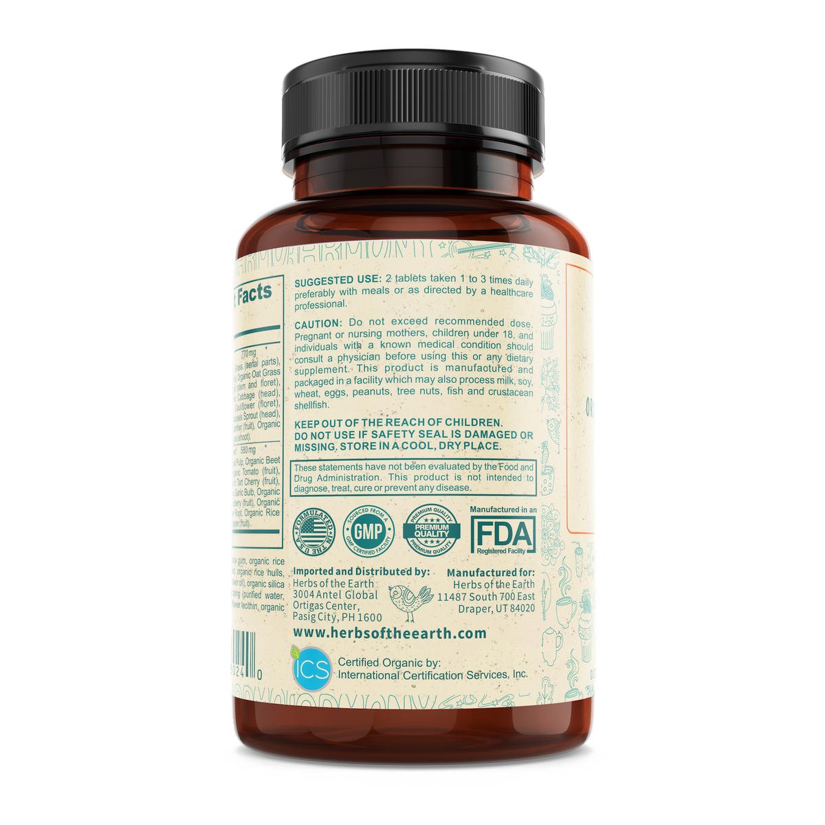 Organic Greens and Fruits 60 Tablets form Herbs of the Earth – Arabian ...