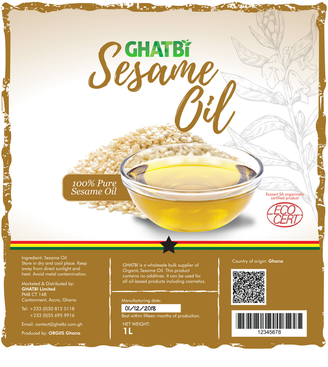 Sesame Oil 1L – Arabian Organics